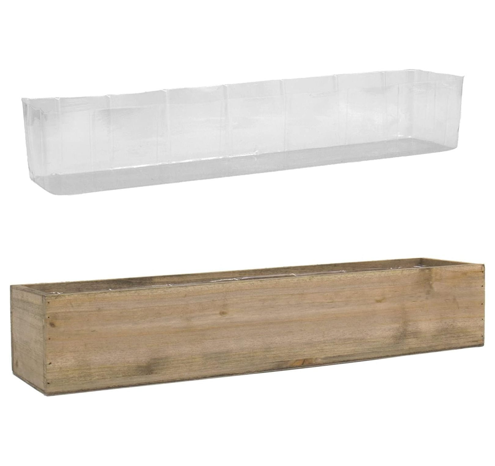 Rectangle Wood Planter Box with Removable Plastic Liner (H:4" Open:28 ...