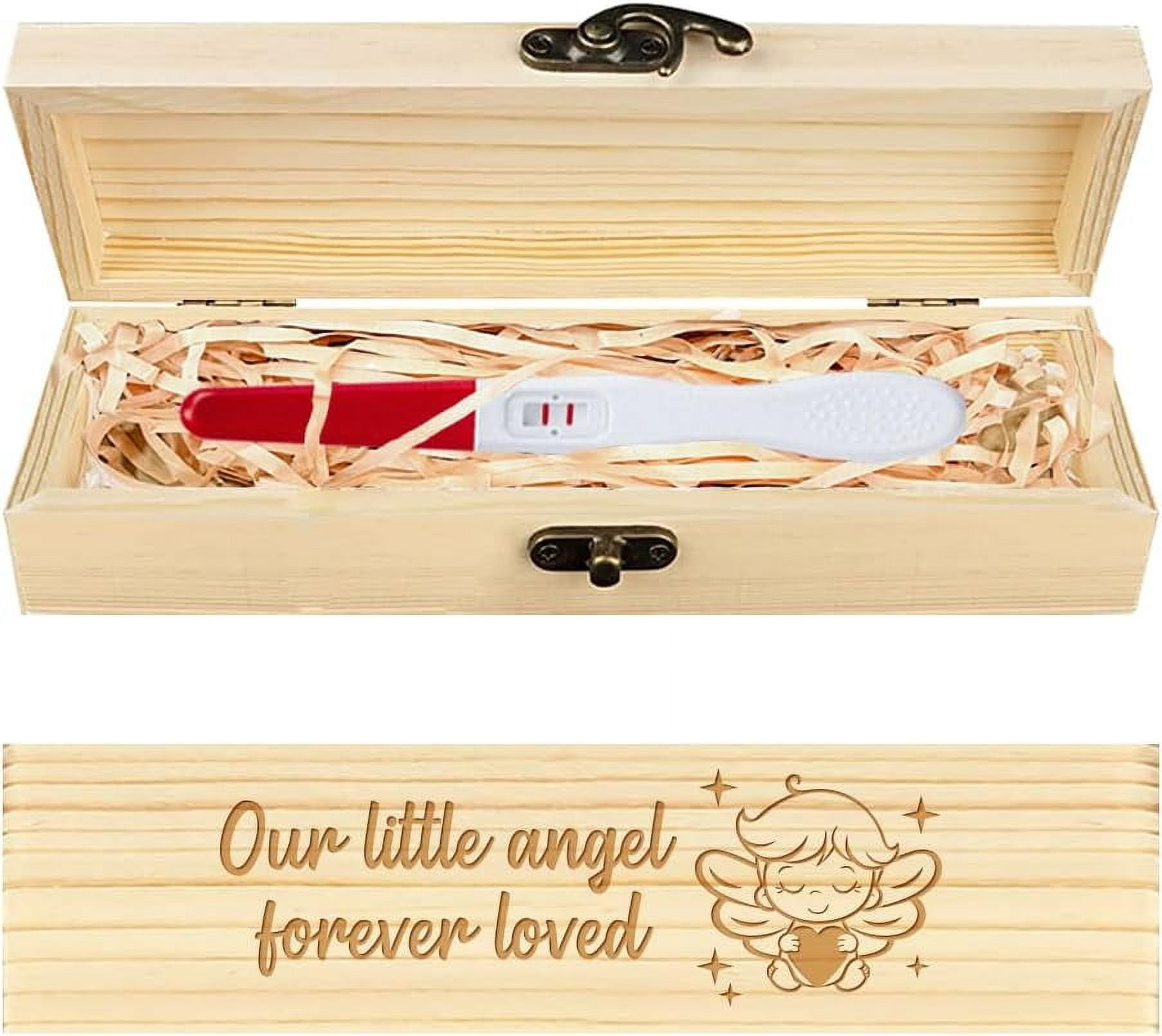 Rectangle Wooden Pregnancy Test Keepsake Box with Lock Baby Annouced ...