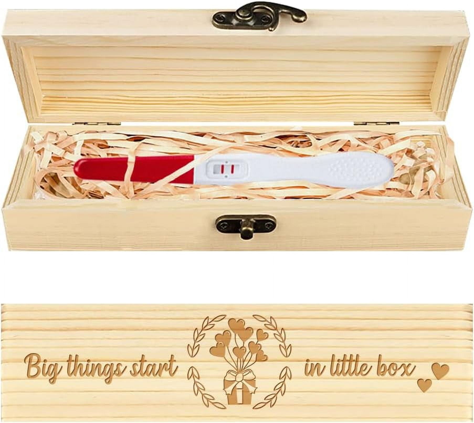Rectangle Wooden Pregnancy Test Keepsake Box with Lock Baby Annouced ...