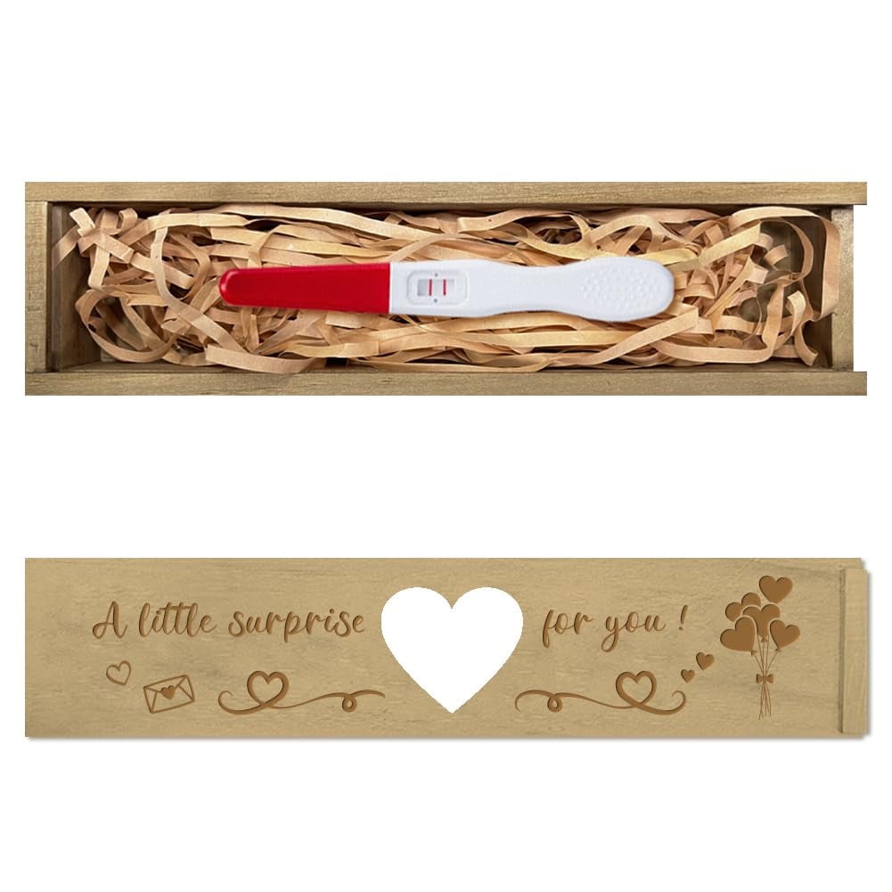 Rectangle Wooden Pregnancy Test Keepsake Box with Slide Cover Baby ...