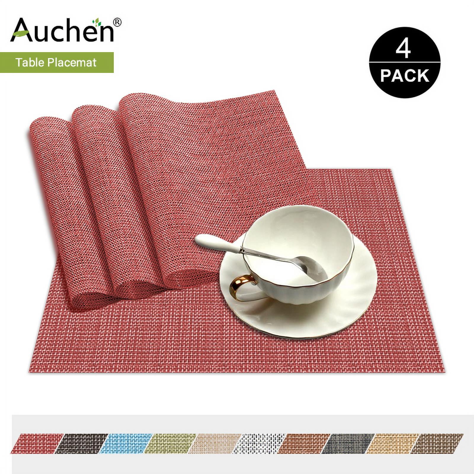 Rectangle Woven Placemats for Dining Table, PVC Placemats Set of 4 ...