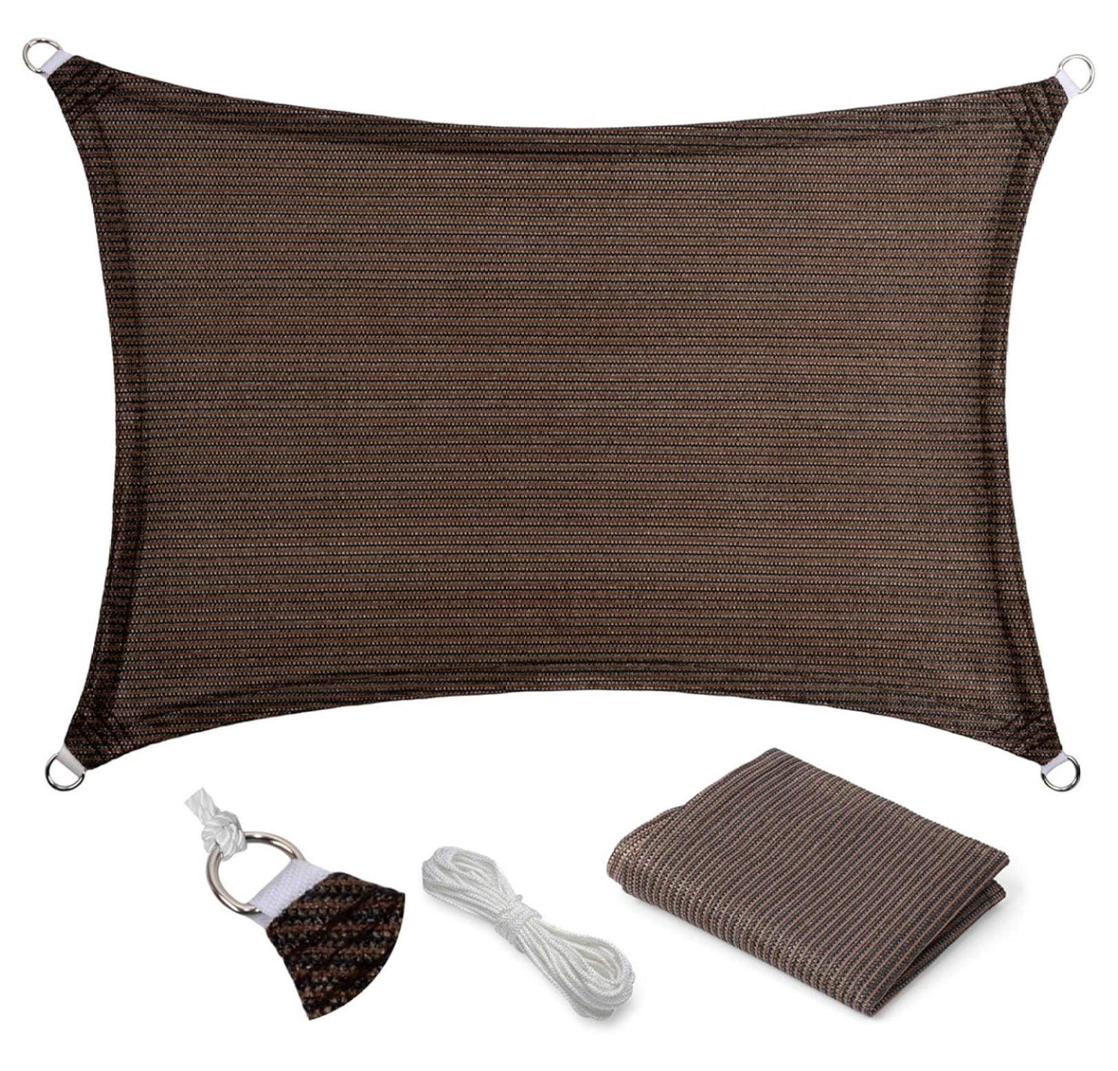 Rectangular 5' X 16' Brown Sun Shade Sail UV-Blocking Outdoor Shade for ...