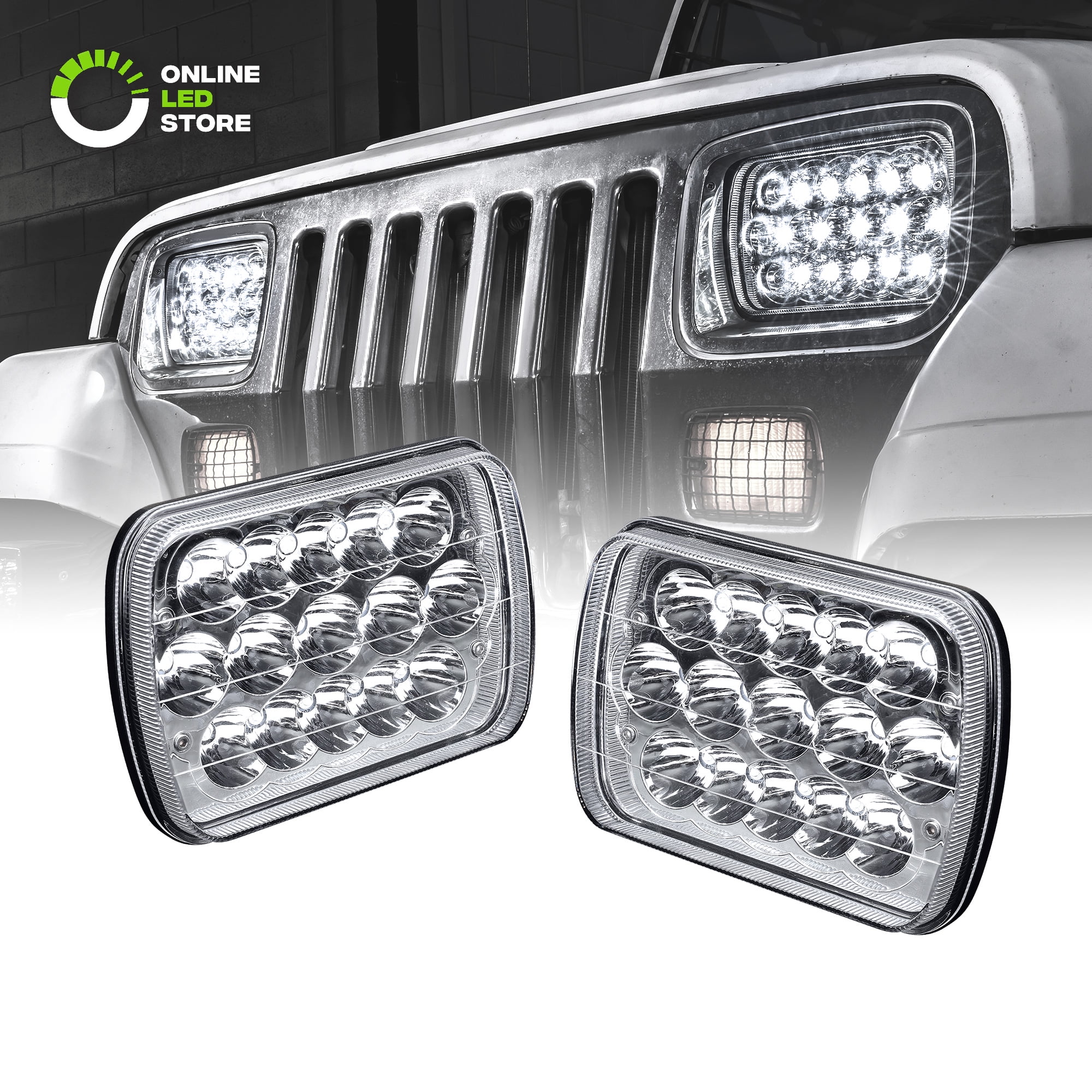 Rectangular 7x6 5x7 H6054 LED Headlight [H4 Plug & Play] [45W] [Sealed ...