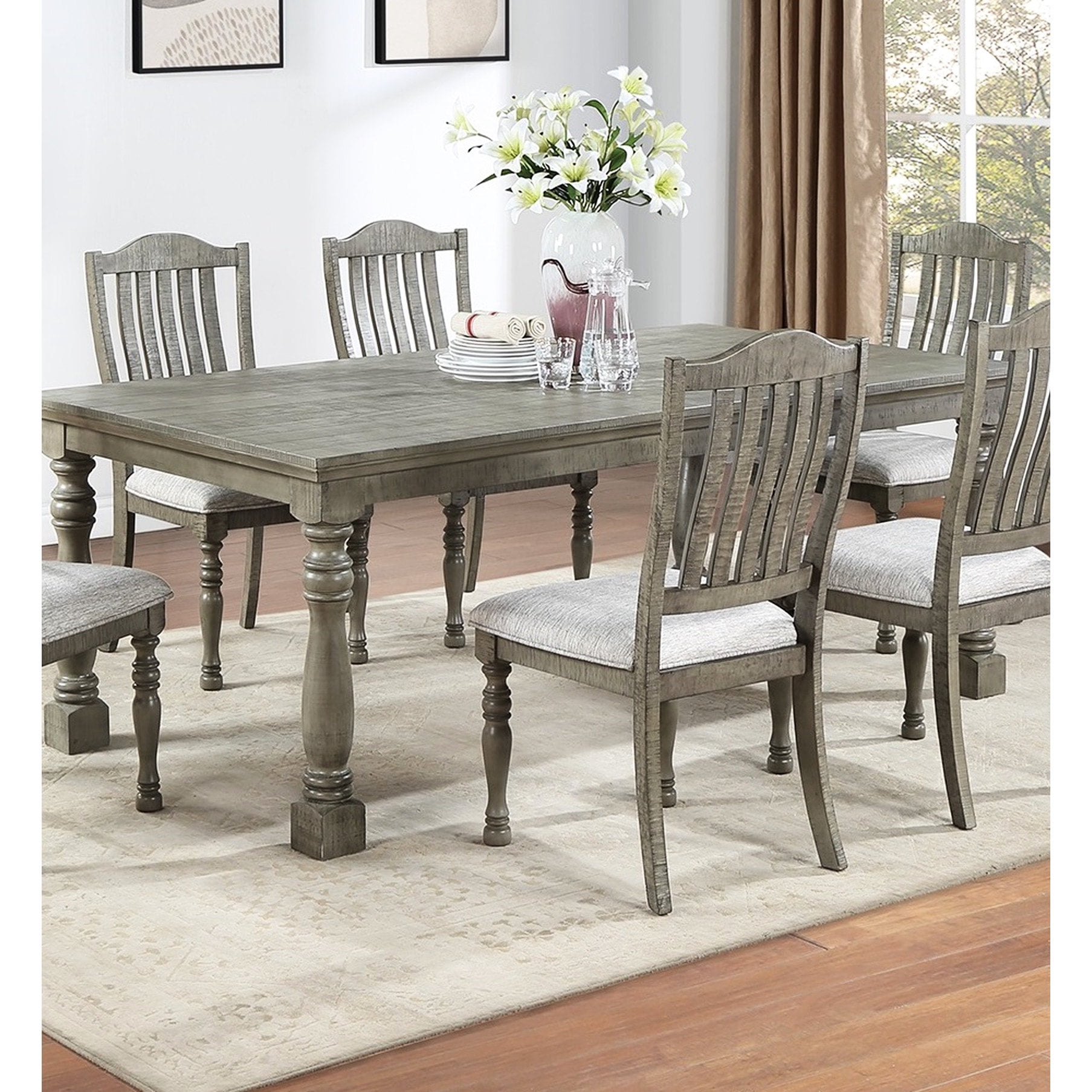 Rectangular Acacia Veneer Dining Table in Light Grey - Great for Family ...