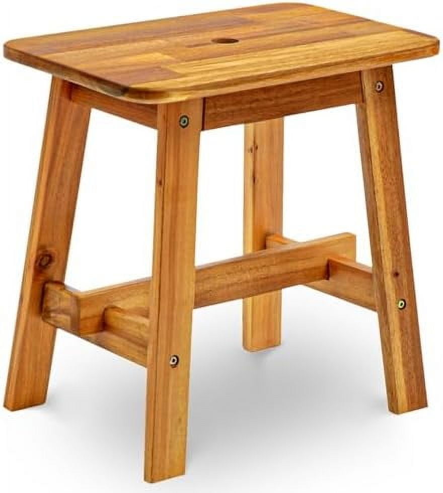 Rectangular Acacia Wood Stool, Small Bench Seat, 18 Inch Stool, Wood ...