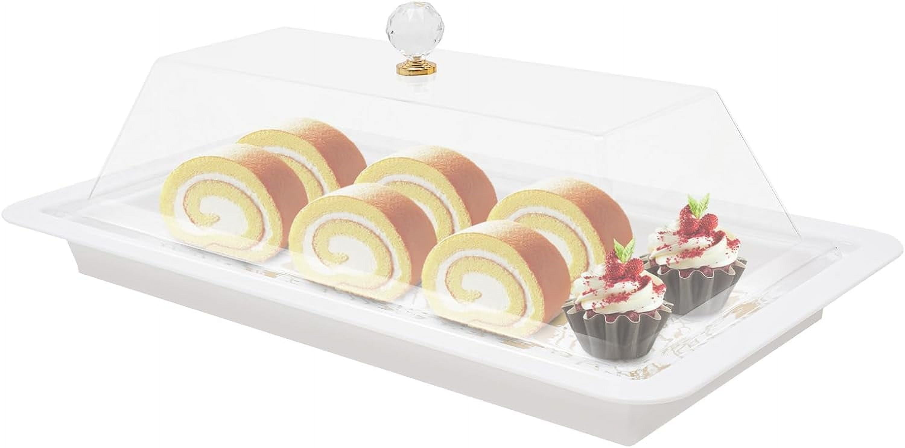 Rectangular Acrylic Cake Stand Serving Tray with Clear Top Cover ...
