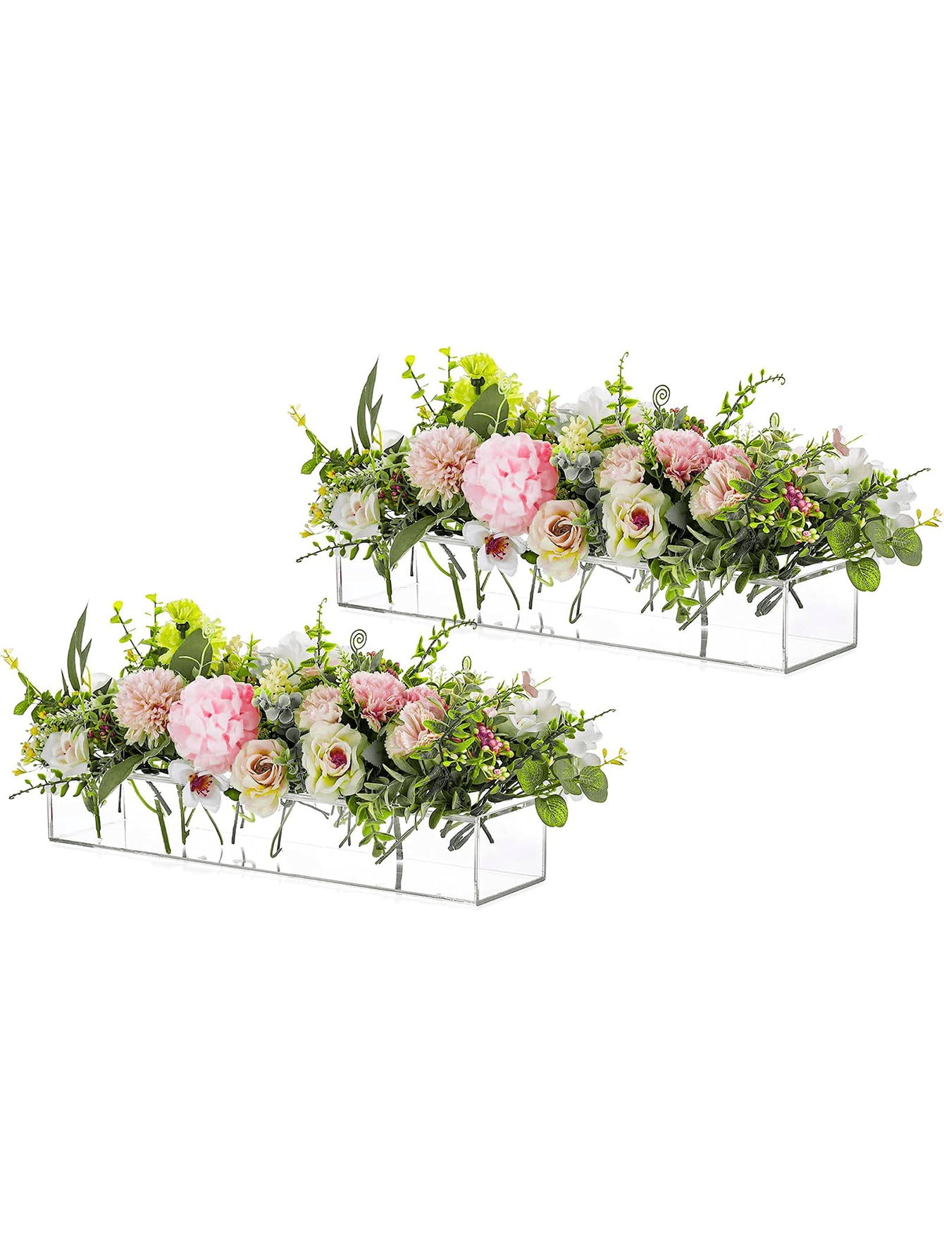 Rectangular Acrylic Vases For Centerpieces, 16 Inches Long Floral Vase ...