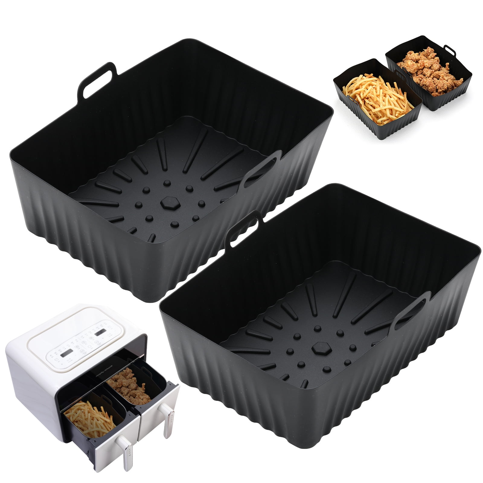 Rectangular Air Fryer Silicone Baking Pan Large Silicone Air Fryer Pad ...