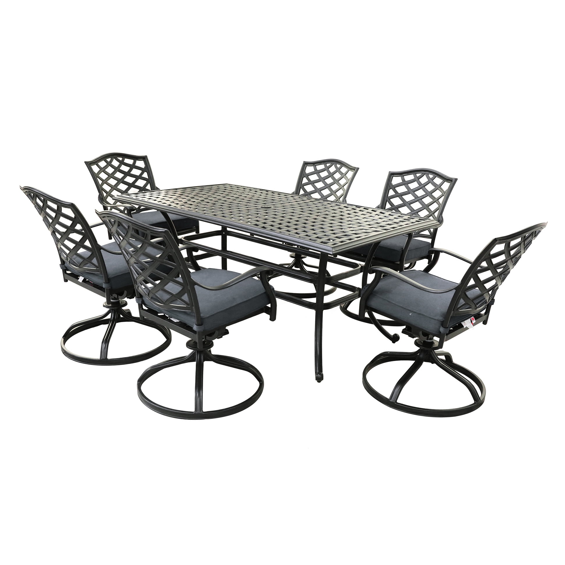 Rectangular Aluminum Dining With 6 Chairs. 68" Long Table Cushions. And ...