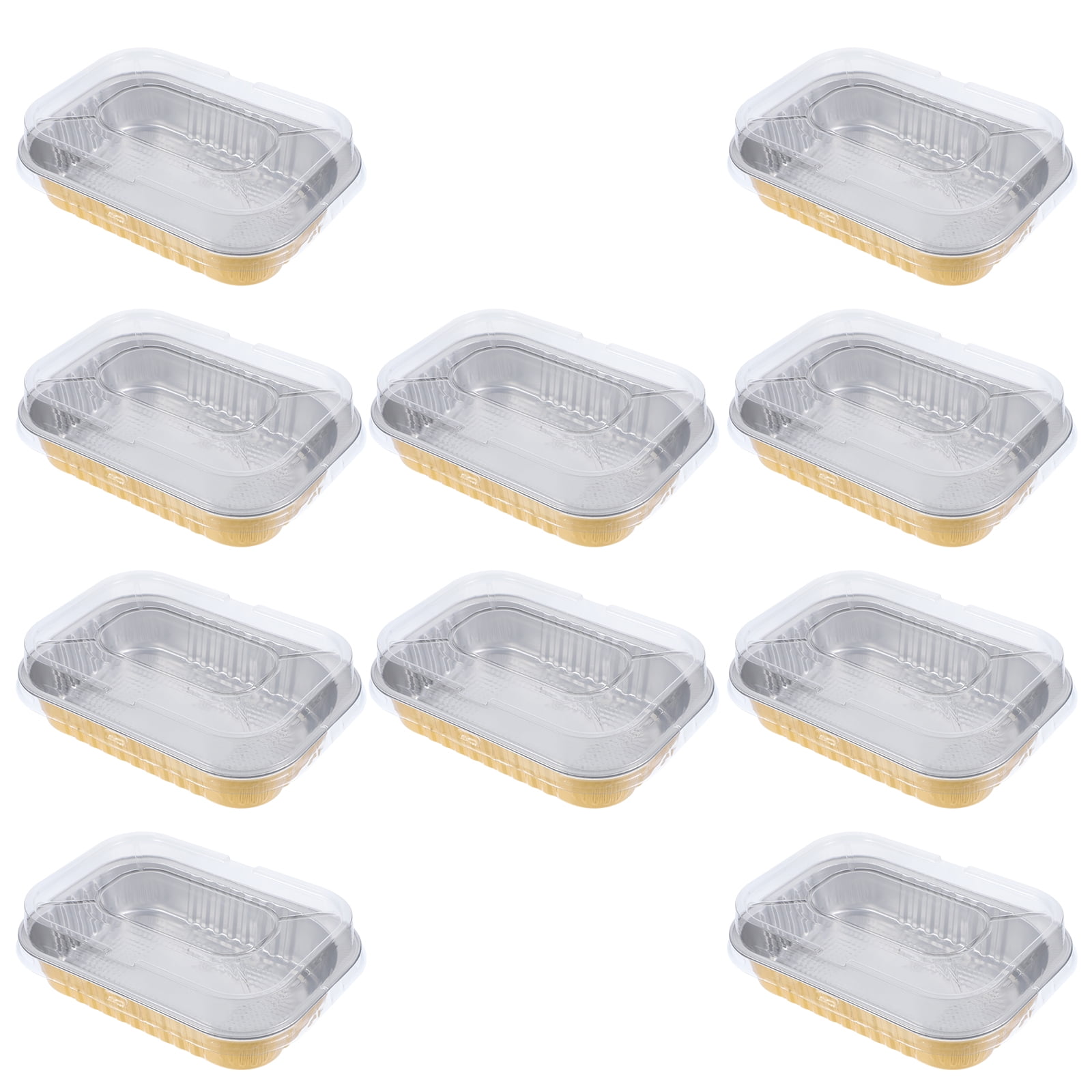 Rectangular Aluminum Foil Bowl Pans with Lids Food 10 Pcs Container ...