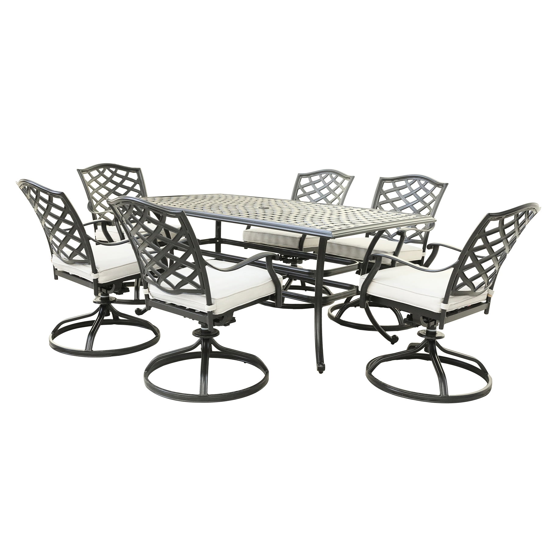 Rectangular Aluminum Table+6 Swivel Rocker Seats" - "Outdoor Dining ...