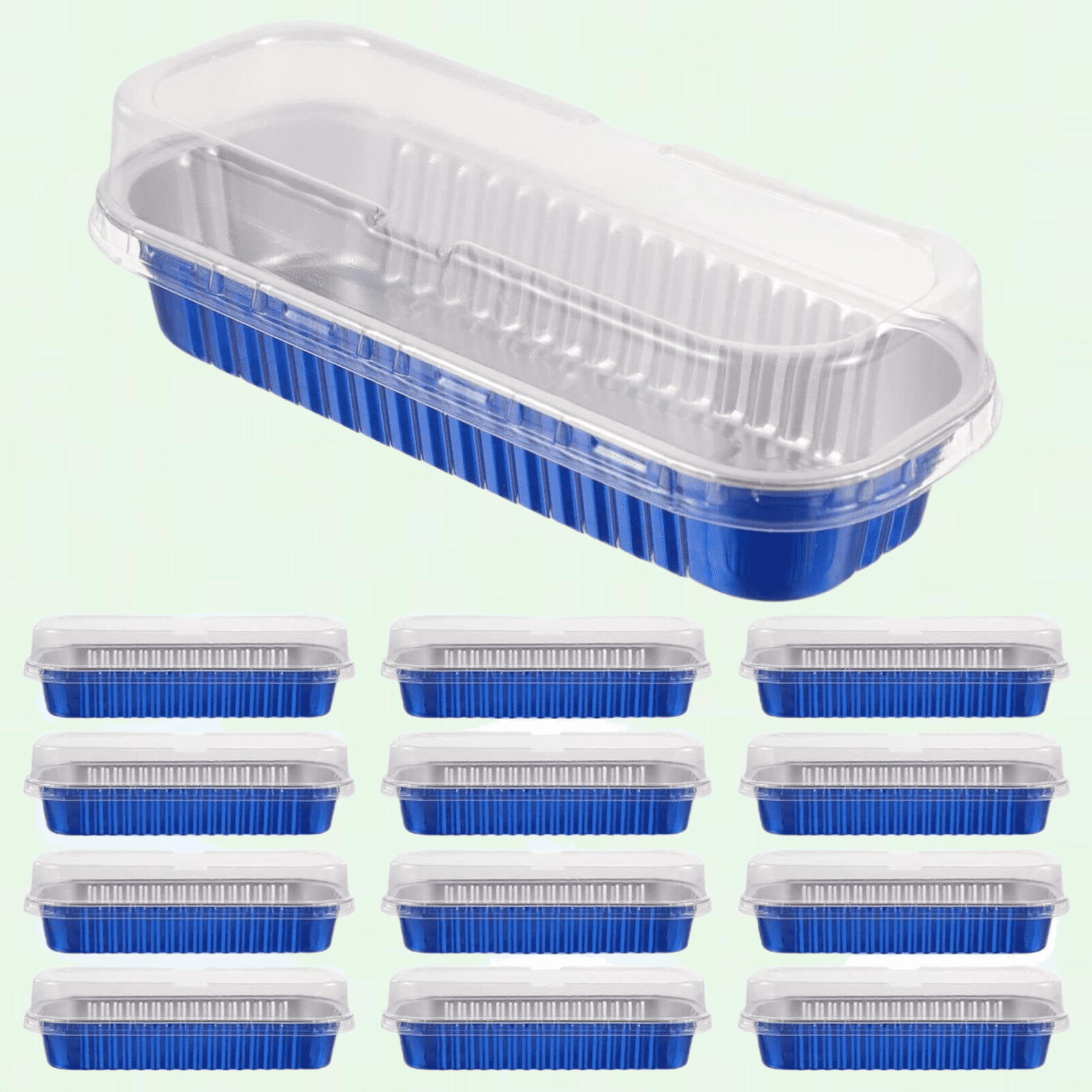 Rectangular Baking Cups Set of 20, Aluminum Foil Ramekins with Lids for ...