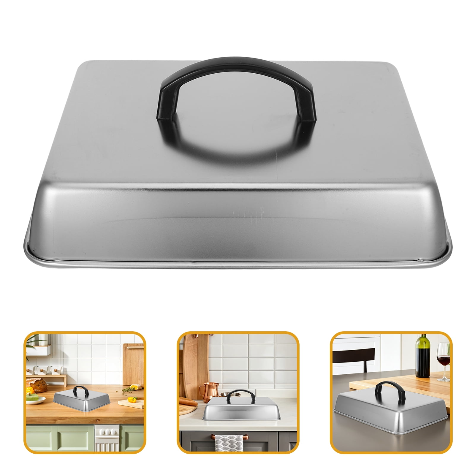 Rectangular Basting Cover, Stainless Steel Cheese Melting Dome Steaming ...