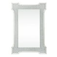 Rectangular Beveled Wall Mirror with Faux Diamond Inlays, Silver ...