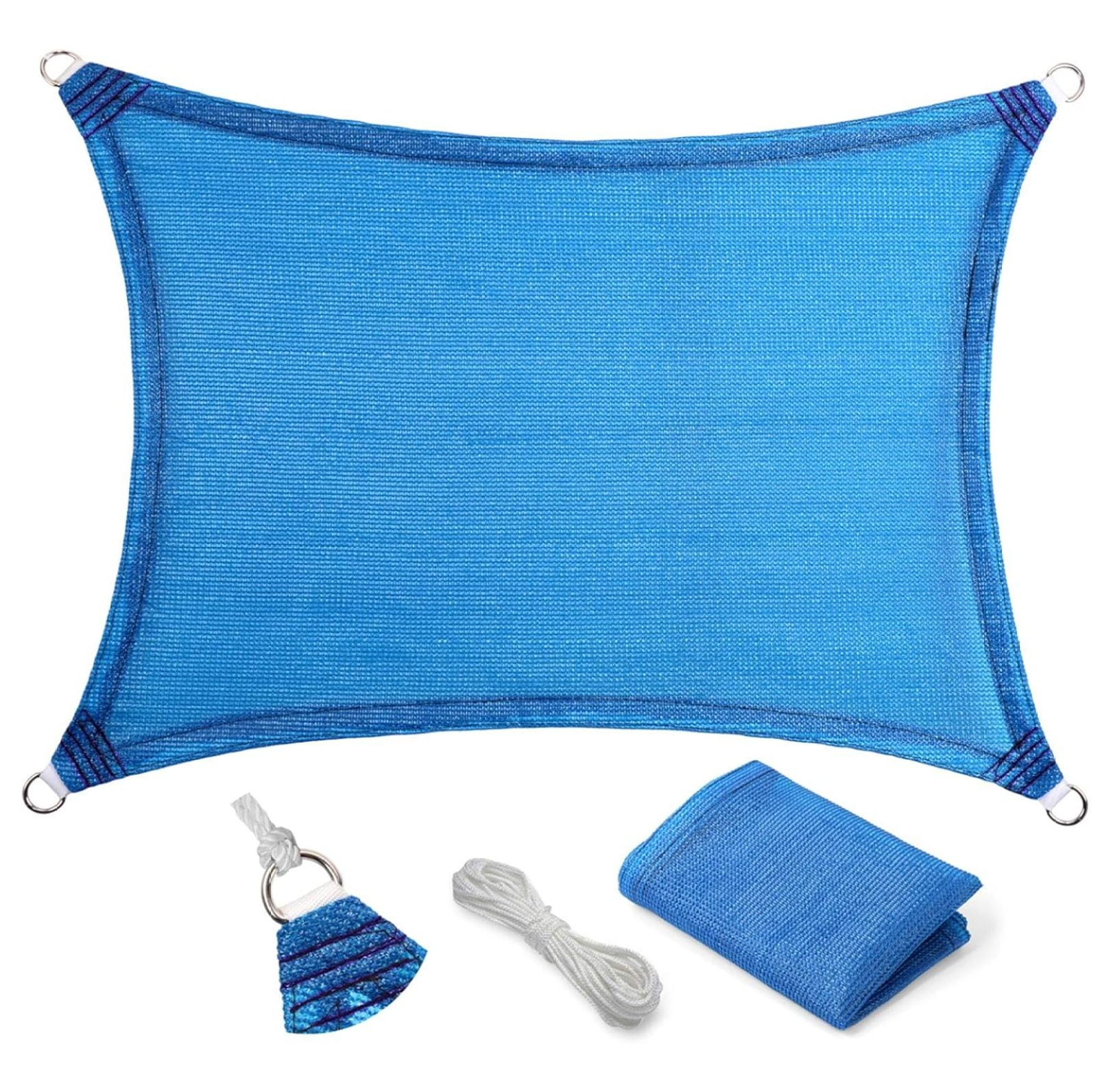 Rectangular Blue 6' X 12' Sun Shade Sail UV-Blocking Outdoor Shade for ...