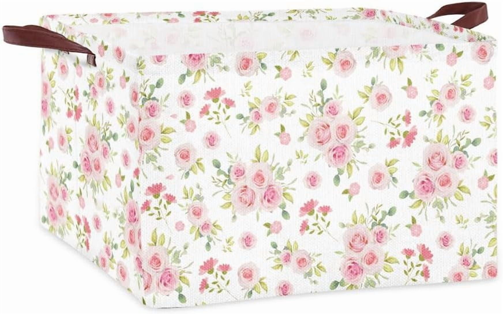 Rectangular Canvas Storage Bins Pink Spring Day Rose Flower Storages ...