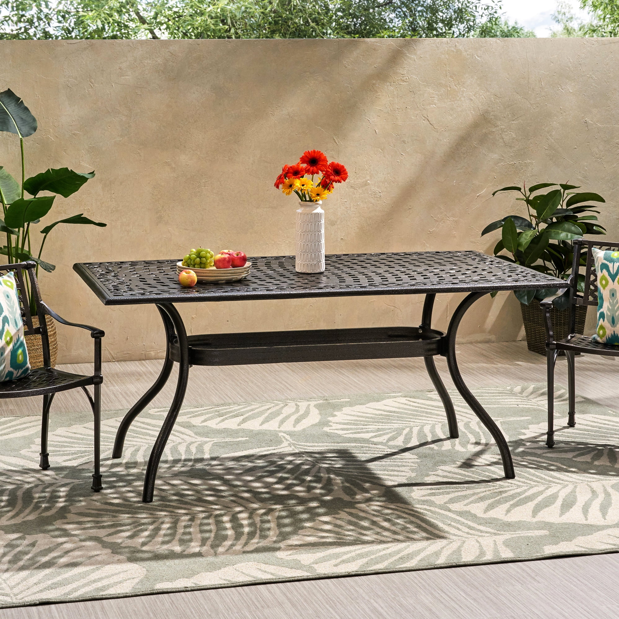 Rectangular Cast Aluminum Terrace Table - Boasting Wonderful Floral And ...