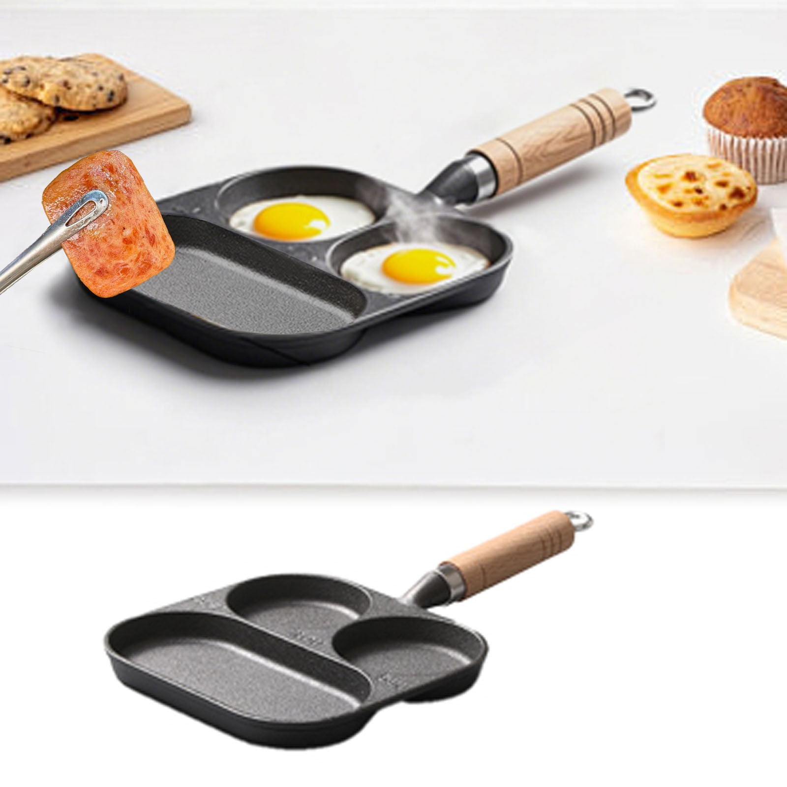 Rectangular Cast Iron Omelette Pan, 1 Count 14.0x7.1 Inch Nonstick ...