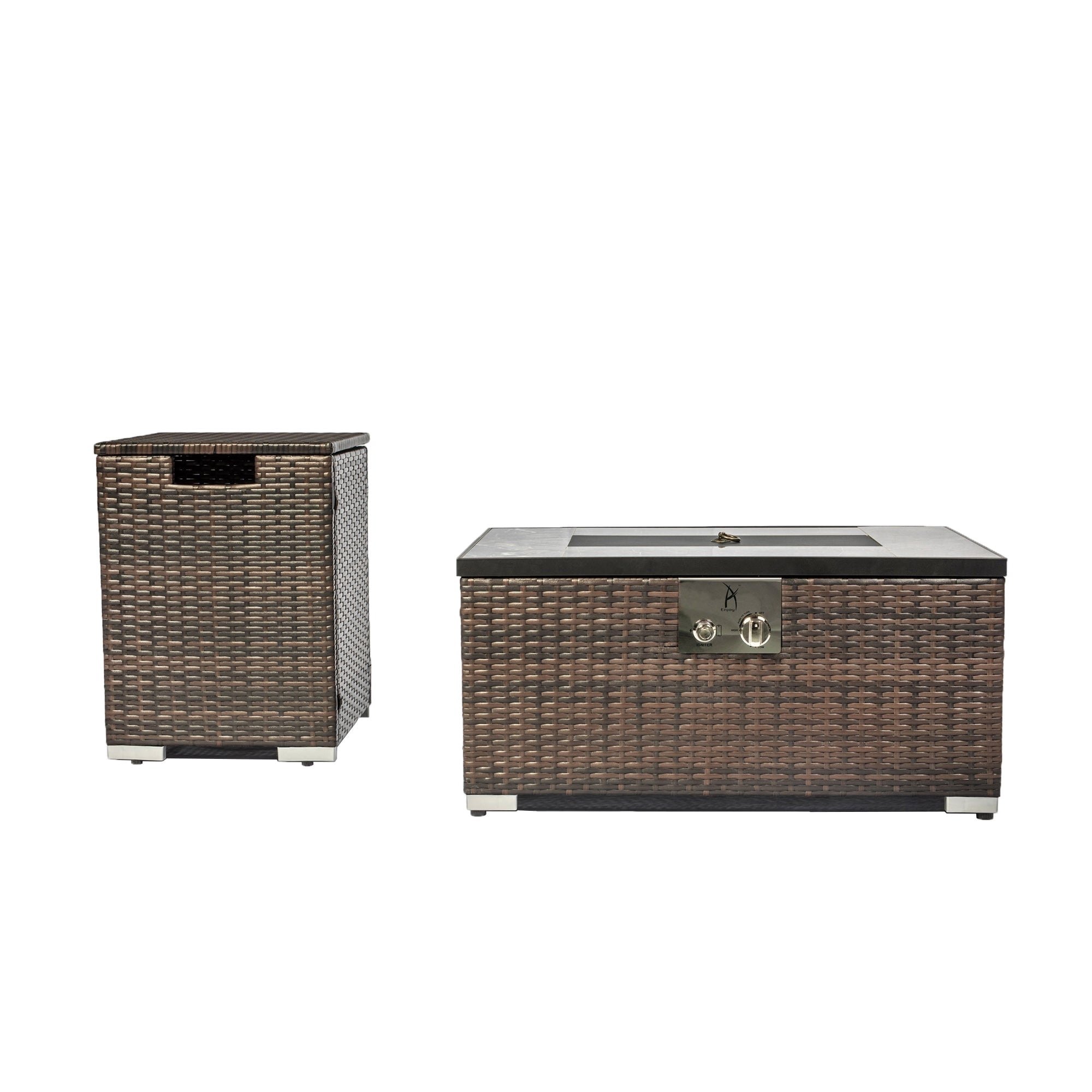Rectangular Ceramic Tile Tabletop Outdoor Fire Pit Table with Lid ...