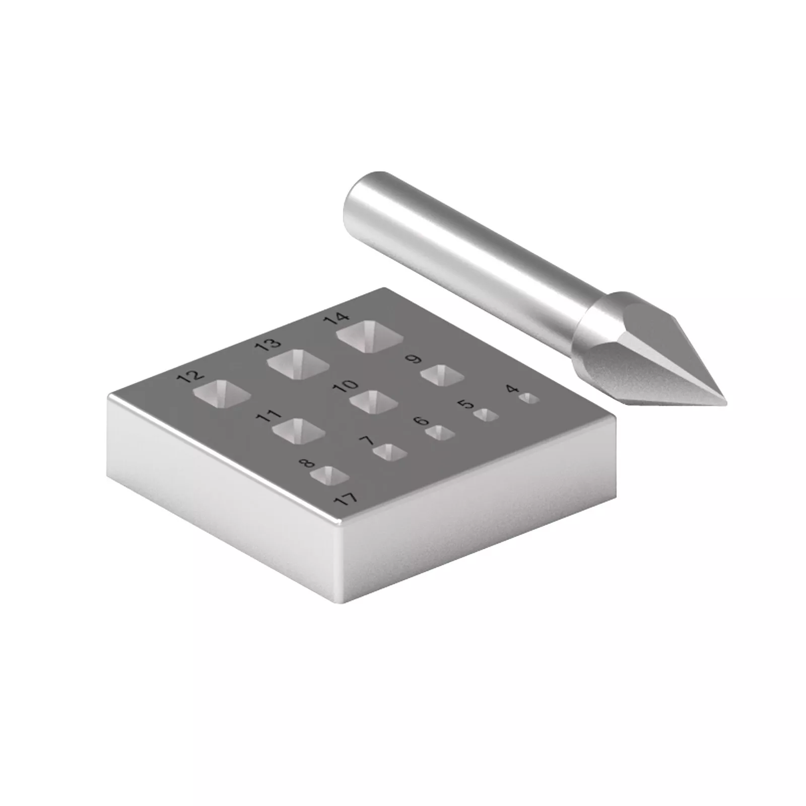 Rectangular Chamfered Bezel Forming Block Set with 17 Degree Punch 4mm ...