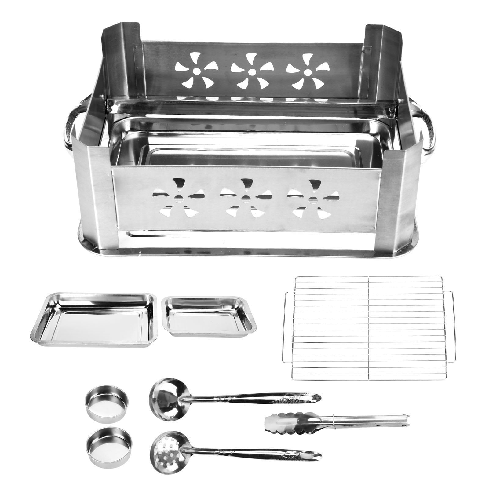 Rectangular Charcoal BBQ with Ventilation, No Pull Handle Thickened ...