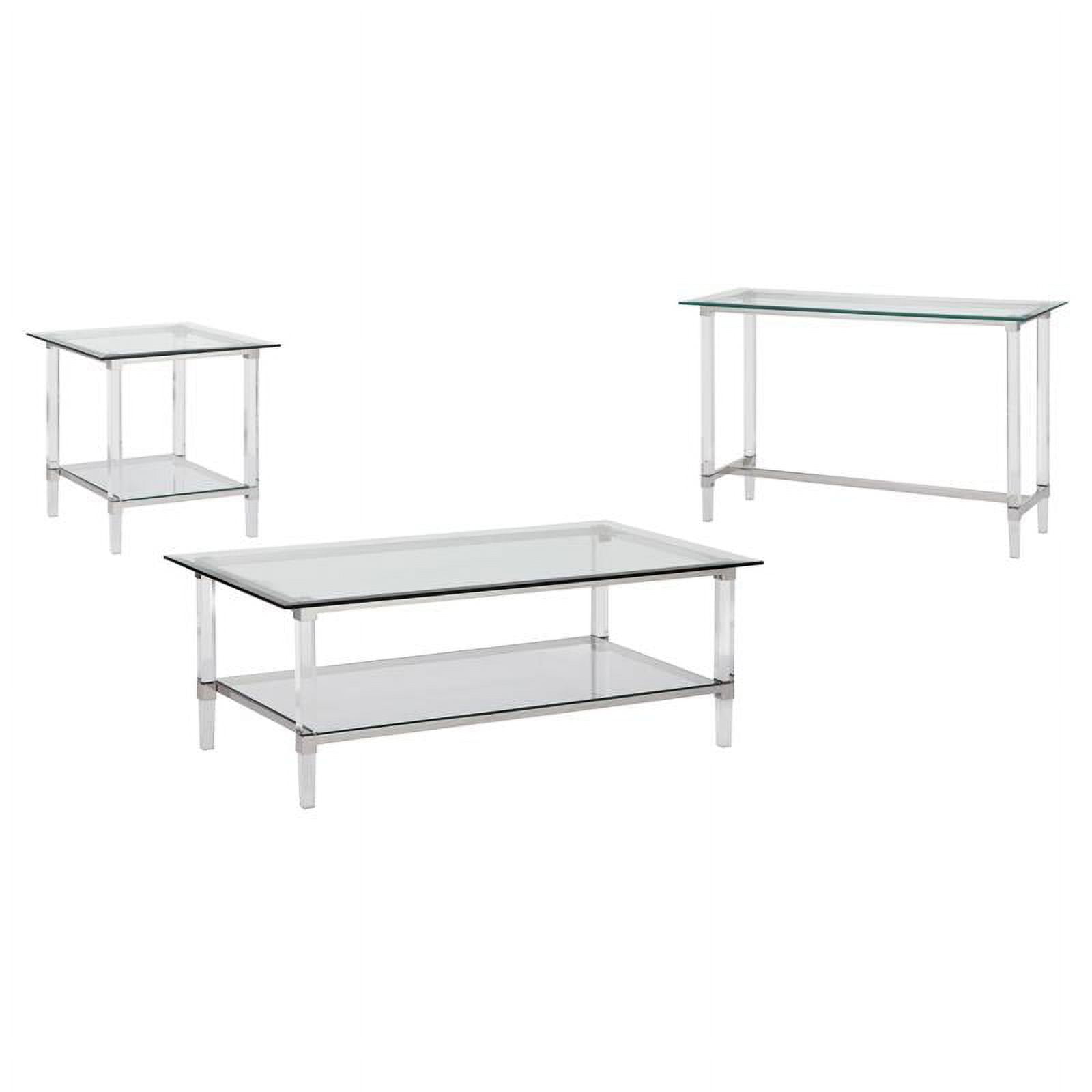 Rectangular Clear Glass 3pc Coffee Table Set with Coffee + End ...