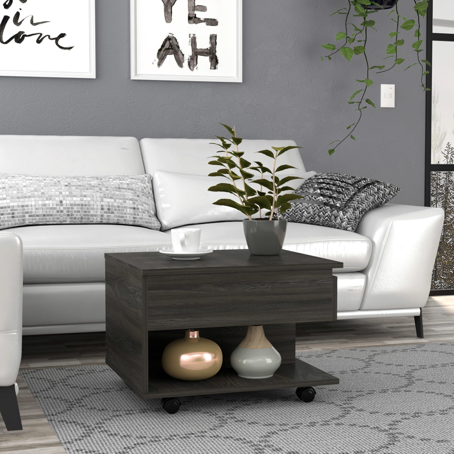 Rectangular Coffee Table + Shelf Storage - Living Room + Organize Your ...