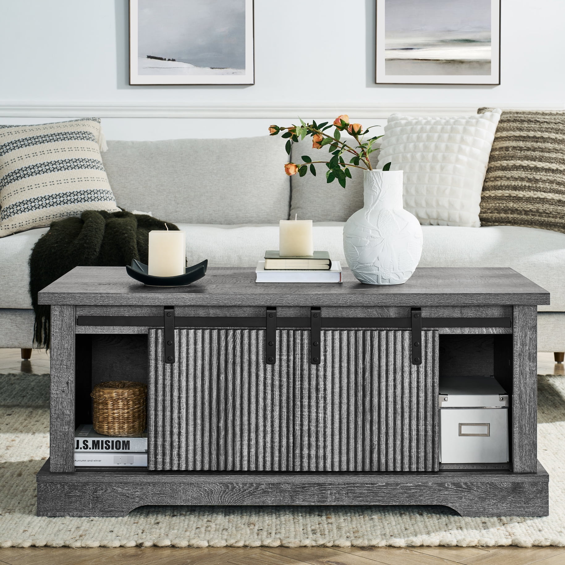Rectangular Coffee Table With Sufficient Storage Function, 41.3 Inch ...