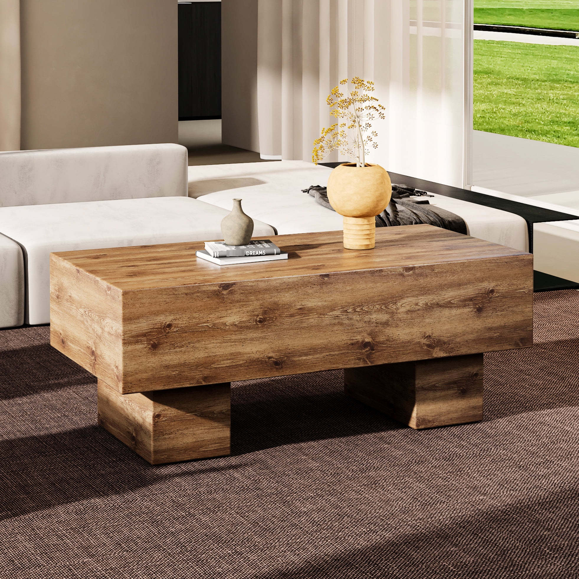 Rectangular Coffee Table With Strong Structure And Wood Texture Wood ...