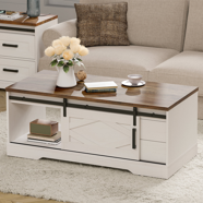 Farmhouse Coffee Table with Storage & Drawer - Rustic Design - Walmart.com