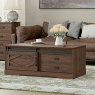 Rustic Oversized Coffee Table, Floor Shelf Coffee Table with Storage, Farmhouse Coffee Table ...