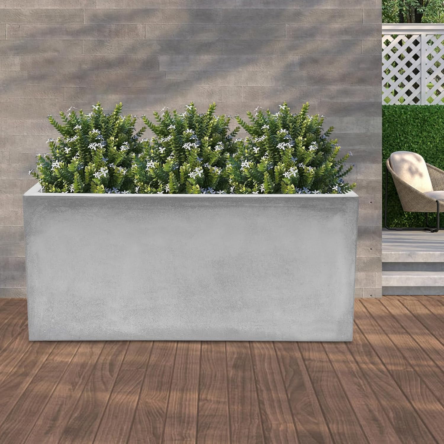 Rectangular Concrete Planter, Large Outdoor Indoor Garden Pots with ...