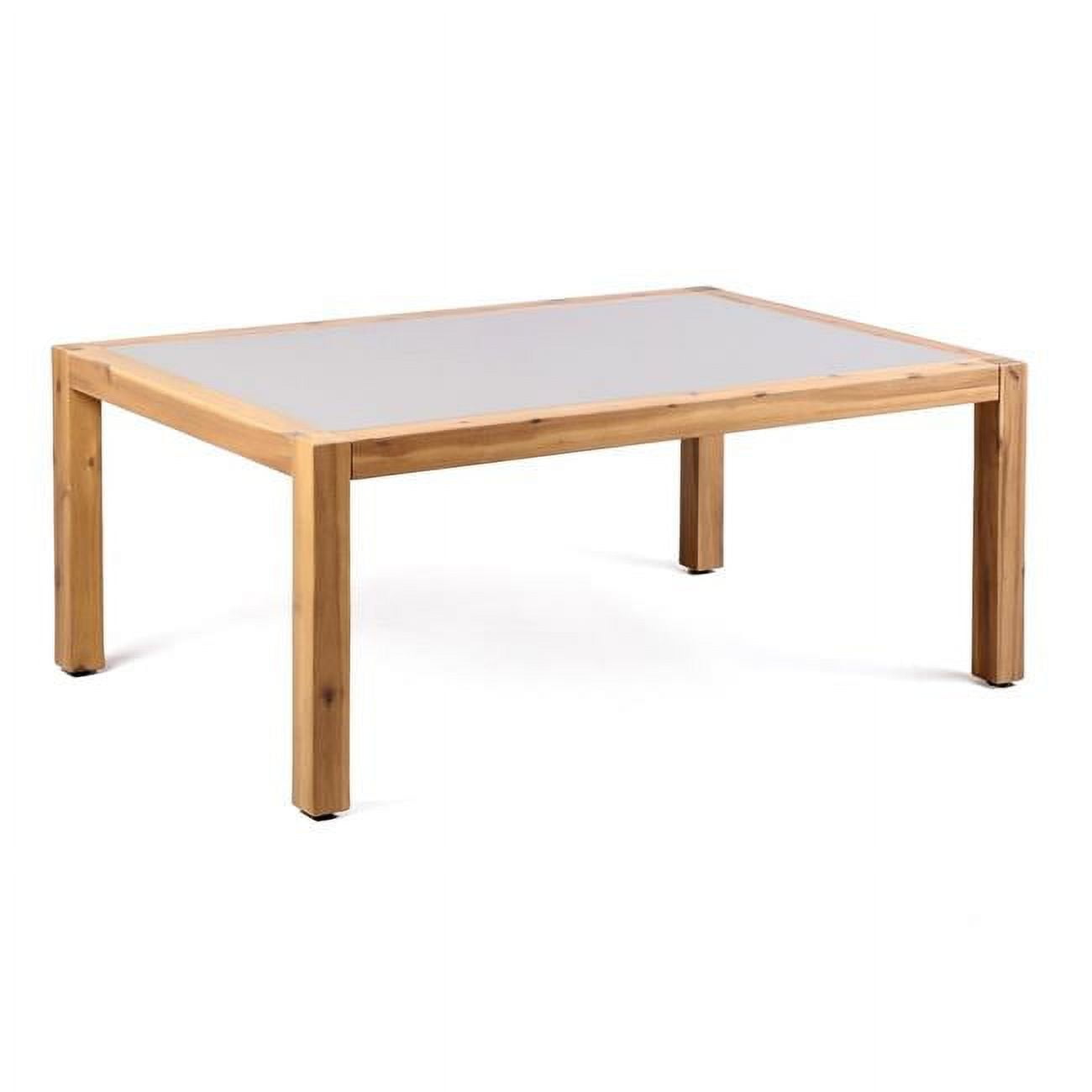 Rectangular Concrete Top Coffee Table with Wooden Block Legs, Brown ...
