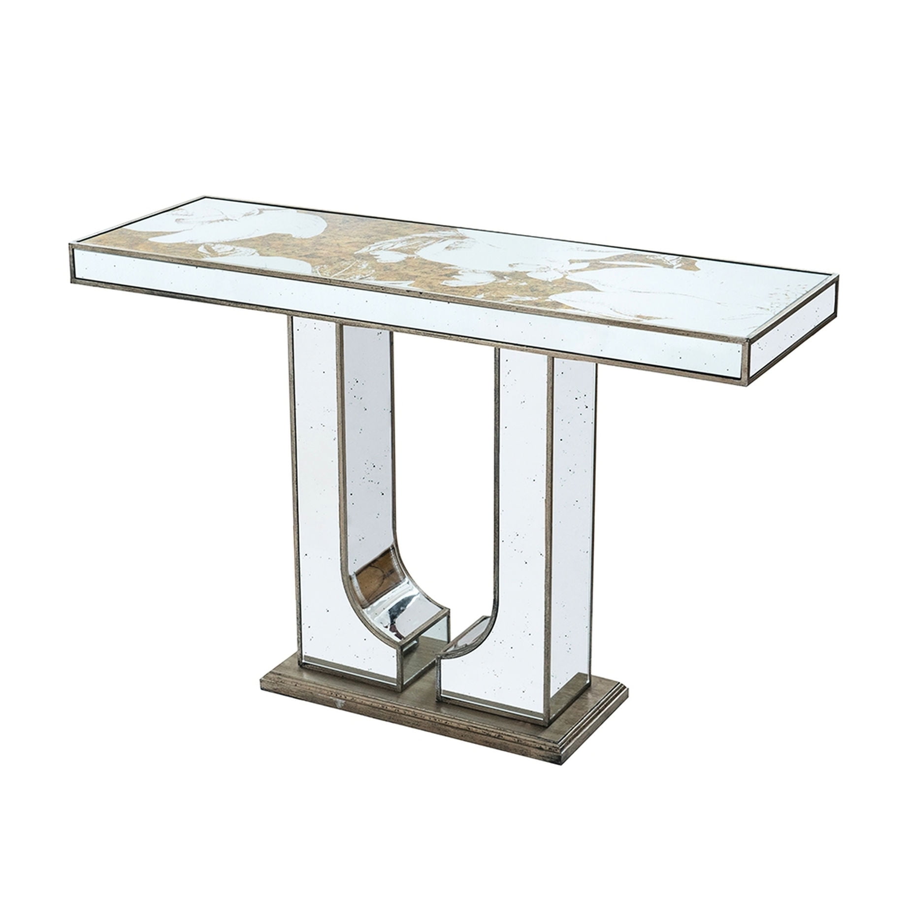 Rectangular Console Table with Smooth Elongated Top and Floral Design ...