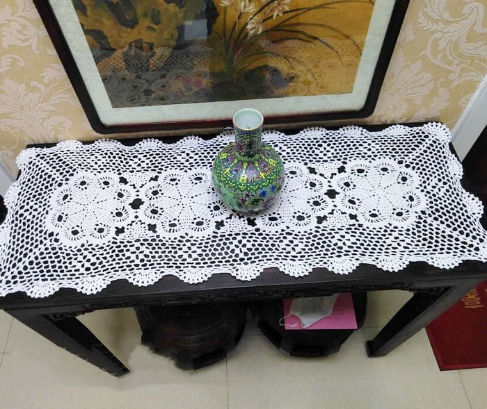 Rectangular Cotton Handmade Crochet Lace Table Runner Doilies Table ...