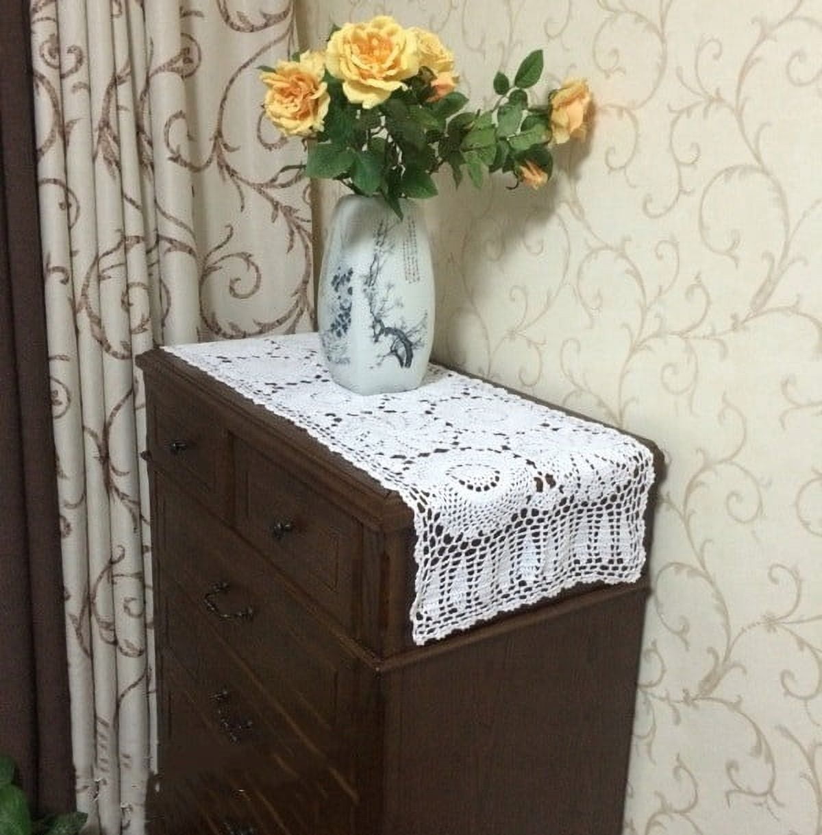 Rectangular Cotton Handmade Crochet Lace Table Runner Doilies Table ...