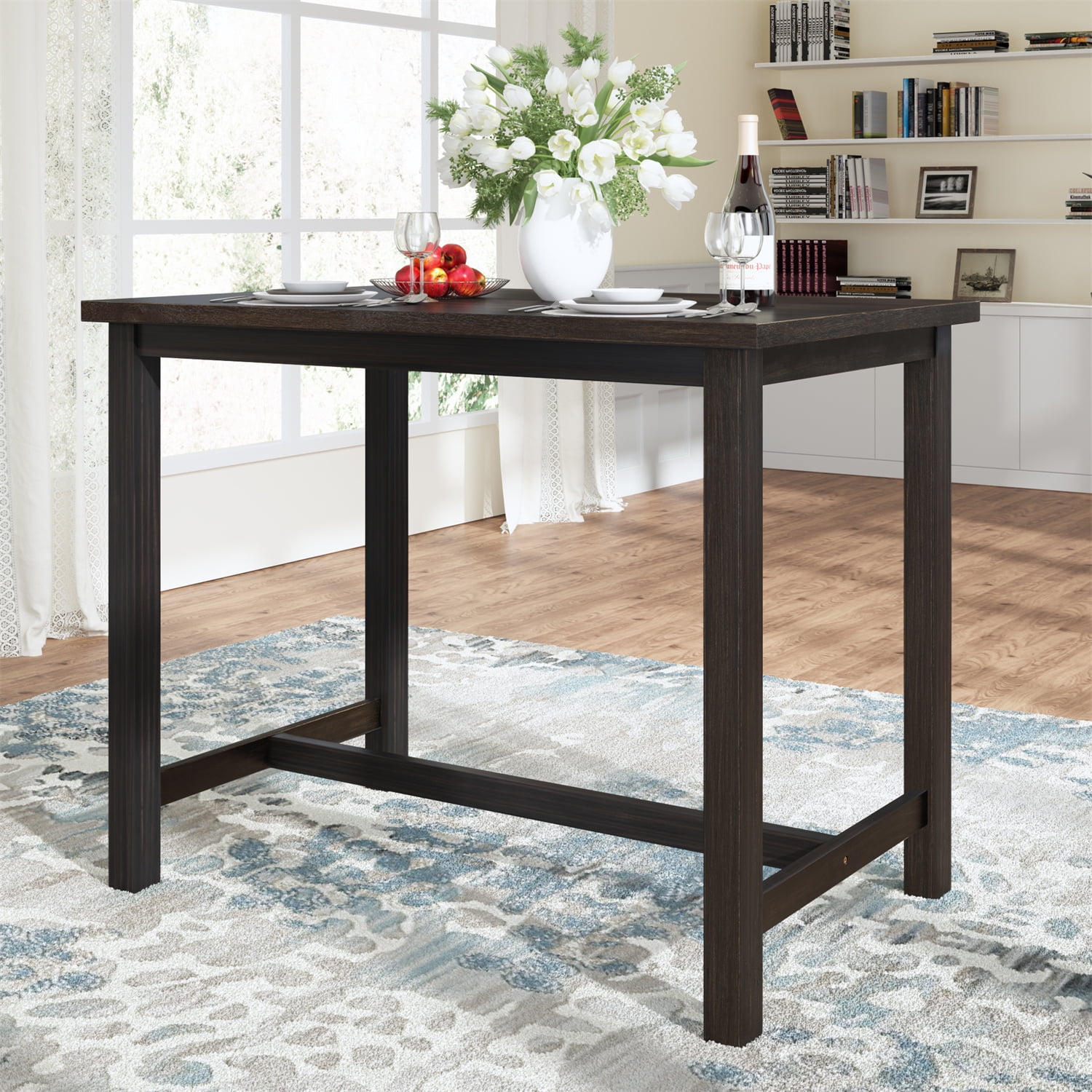 Rectangular Counter Height Dining Table, Rustic Wooden Dining Table for ...