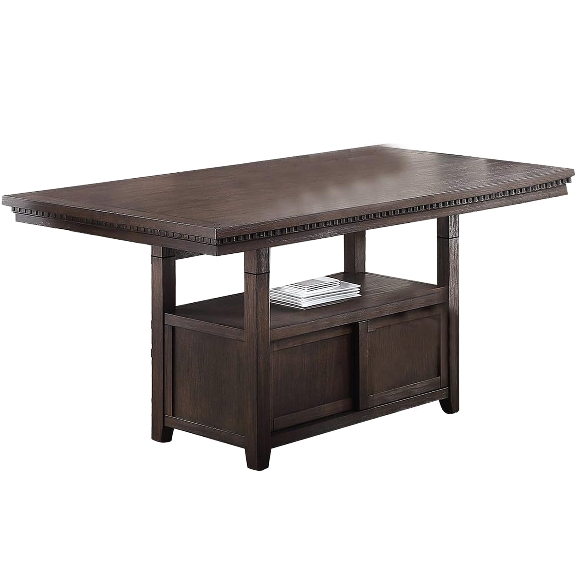 Rectangular Counter Height Table In - Solid Wood Top And Storage For ...