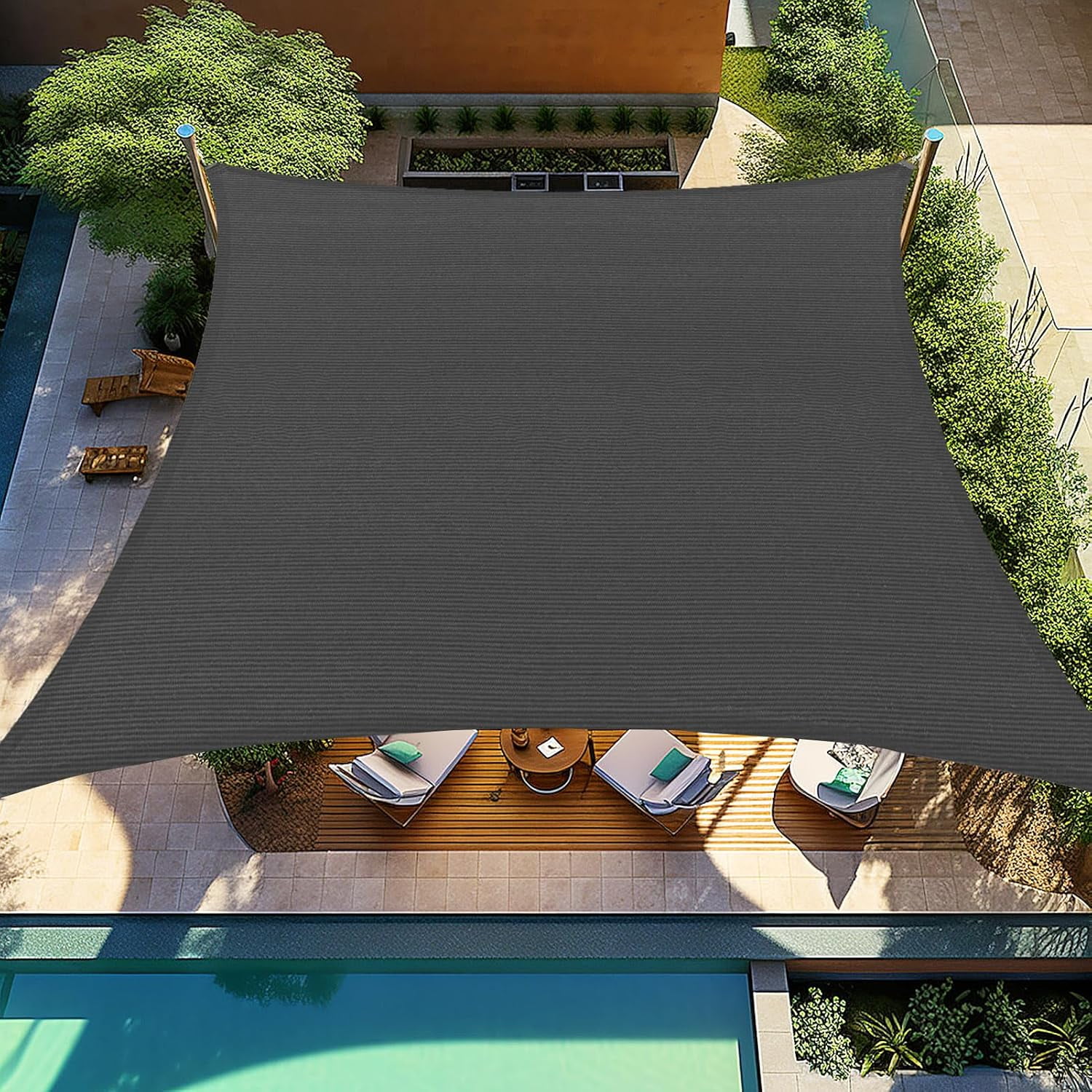 Rectangular Curved Canopy Sun Shade Sail 6'X10' Dark Grey Permeable ...