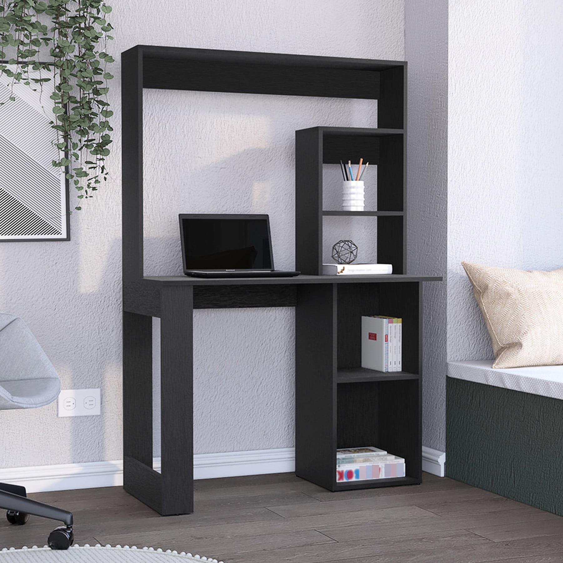 Rectangular Desk with Shelves | Storage for Office Items in Home Office ...
