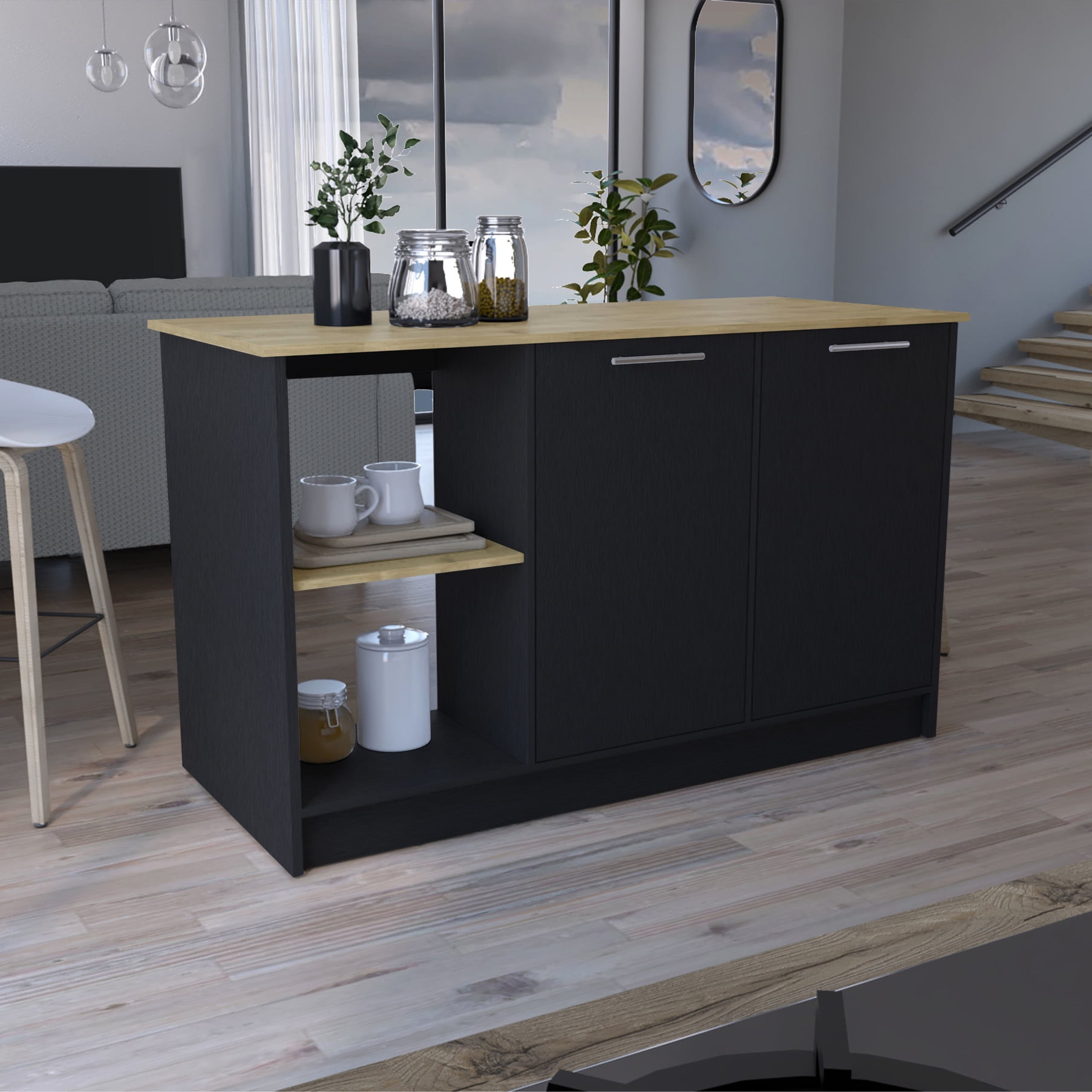 Rectangular Dining Kitchen Island | Extra Workspace and Storage Options | Particle Board ...