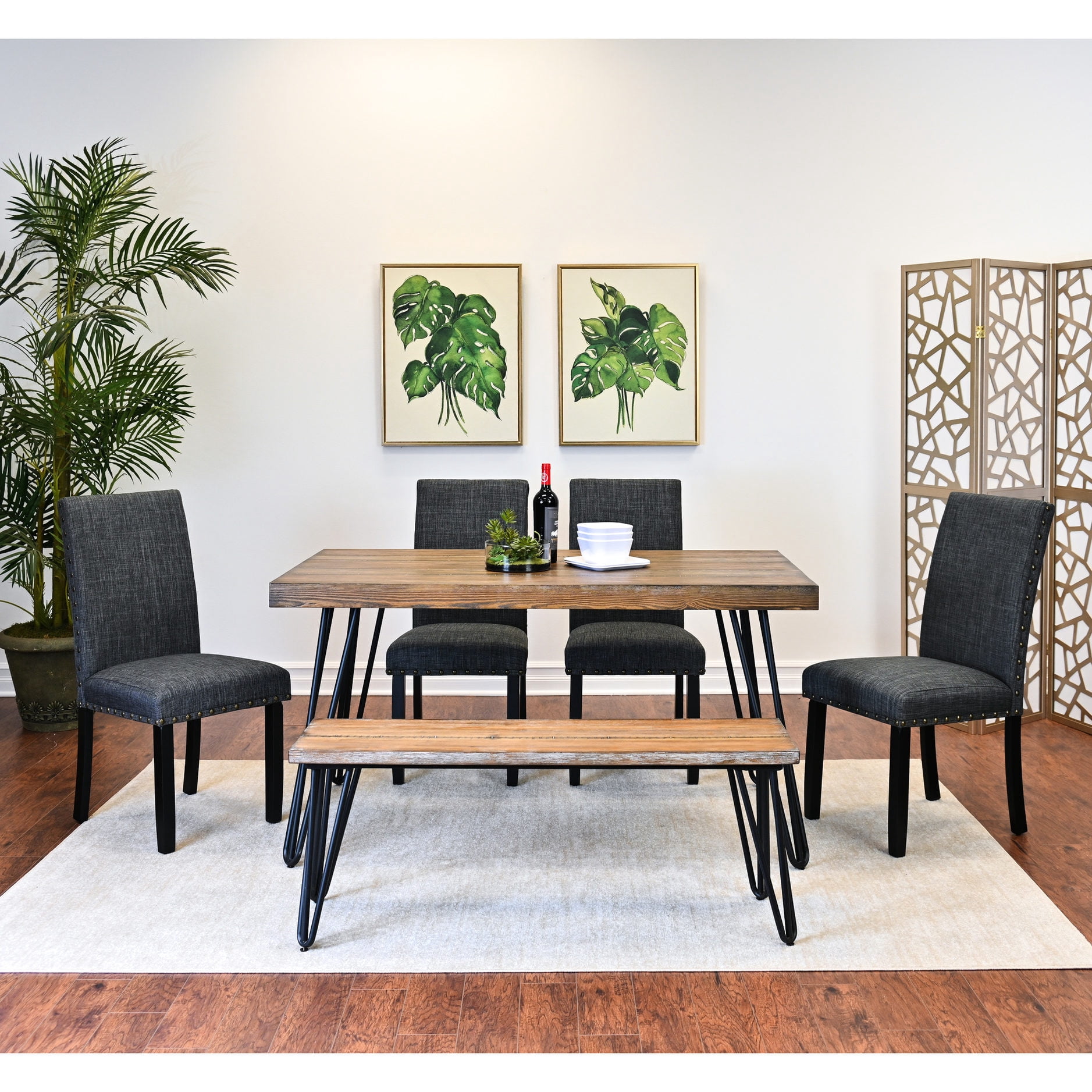 Rectangular Dining Table Set with Seating | For Dining Room Use | Solid ...