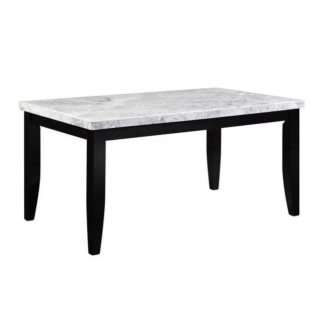 Rectangular Dining Table, Transitional Style Kitchen Table with Marble Tabletop, 64"L x 38"W x ...