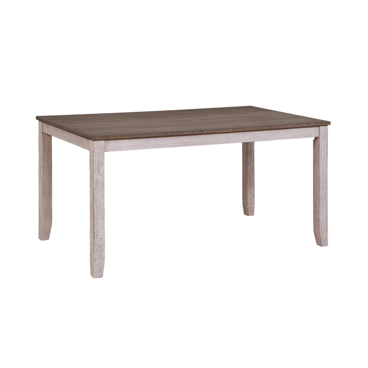 Benjara Rectangular Dining Table with Chamfered Legs, Antique White and ...