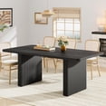 Rectangular Dining Table with Unique Wave Iron Legs, Modern Wood ...