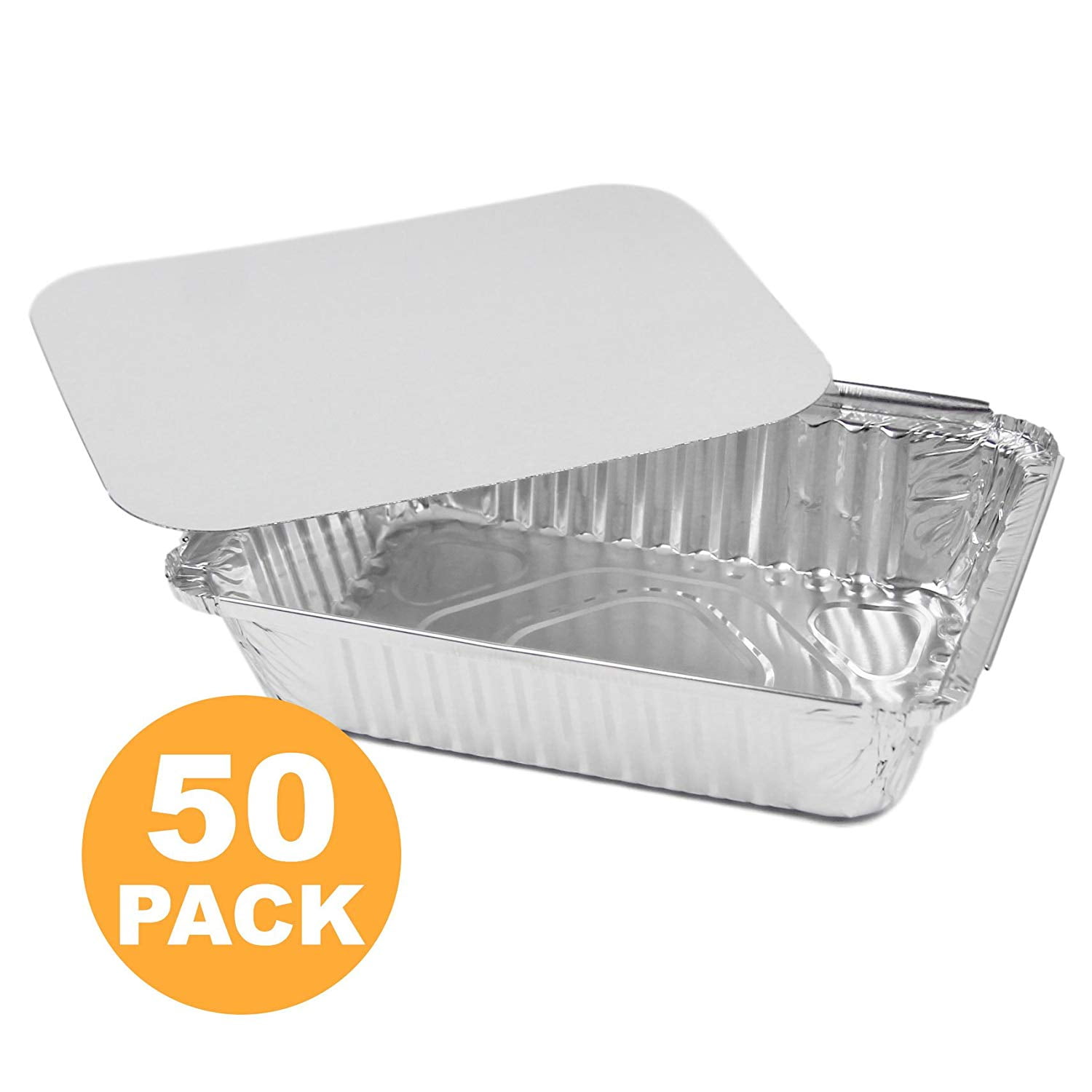 Fit Meal Prep Rectangular Disposable Aluminum Foil Pan with Lids, 32 oz ...