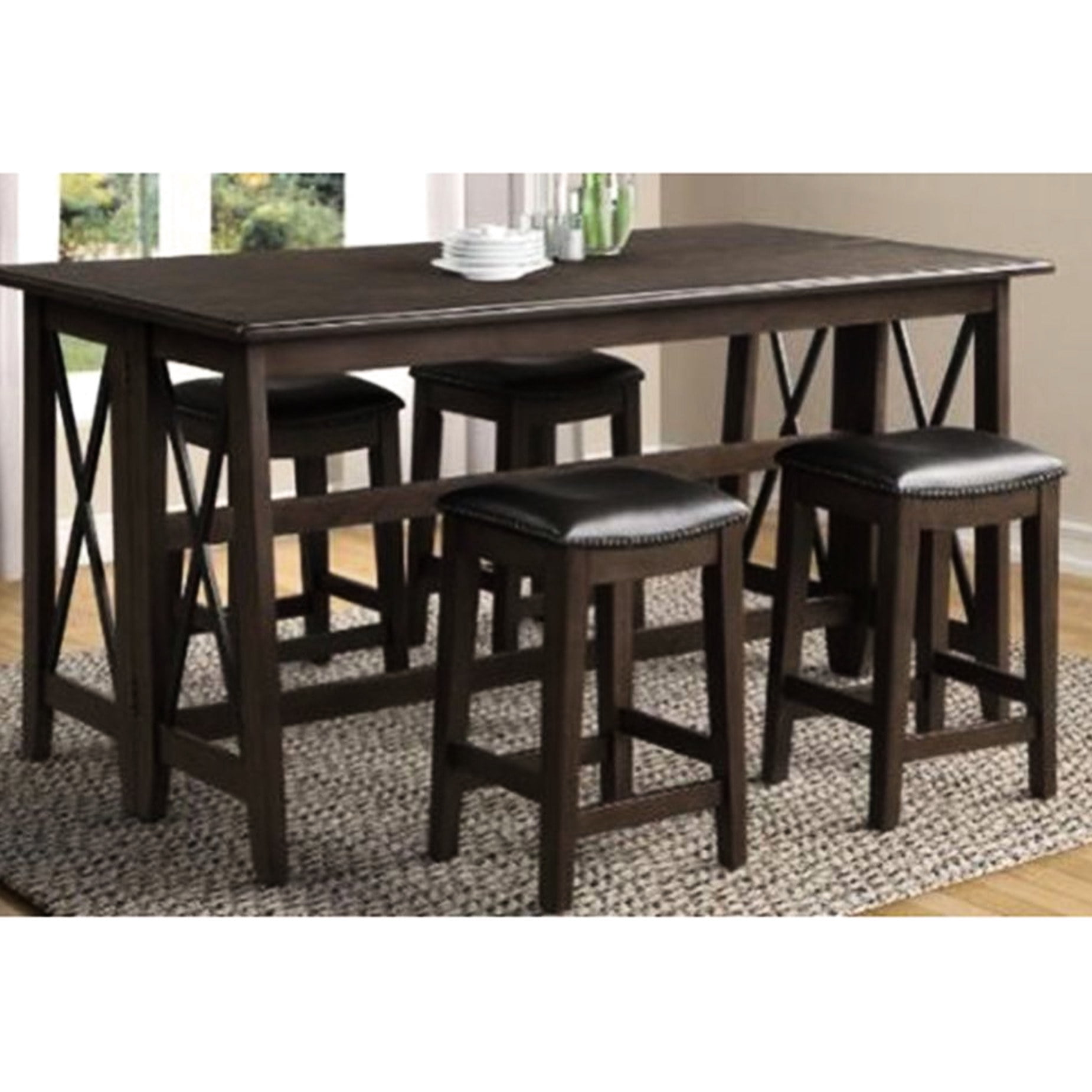 Rectangular Drop Leaf Table with 4 Seats | Expand to 36" for Socializing | Wood Frame and MDF ...