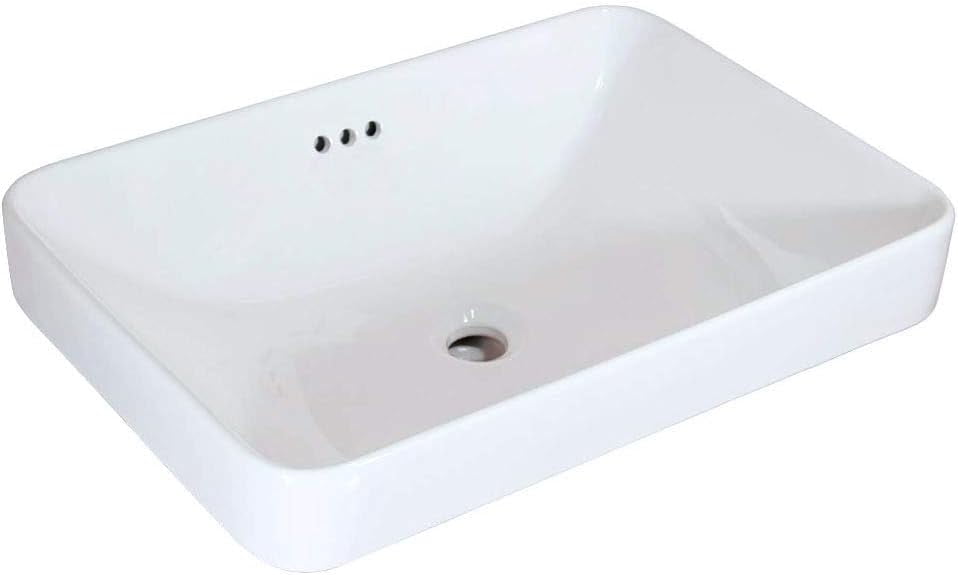 Rectangular Drop-in Bathroom Sink,Modern Design,Semi-recessed Vessel ...
