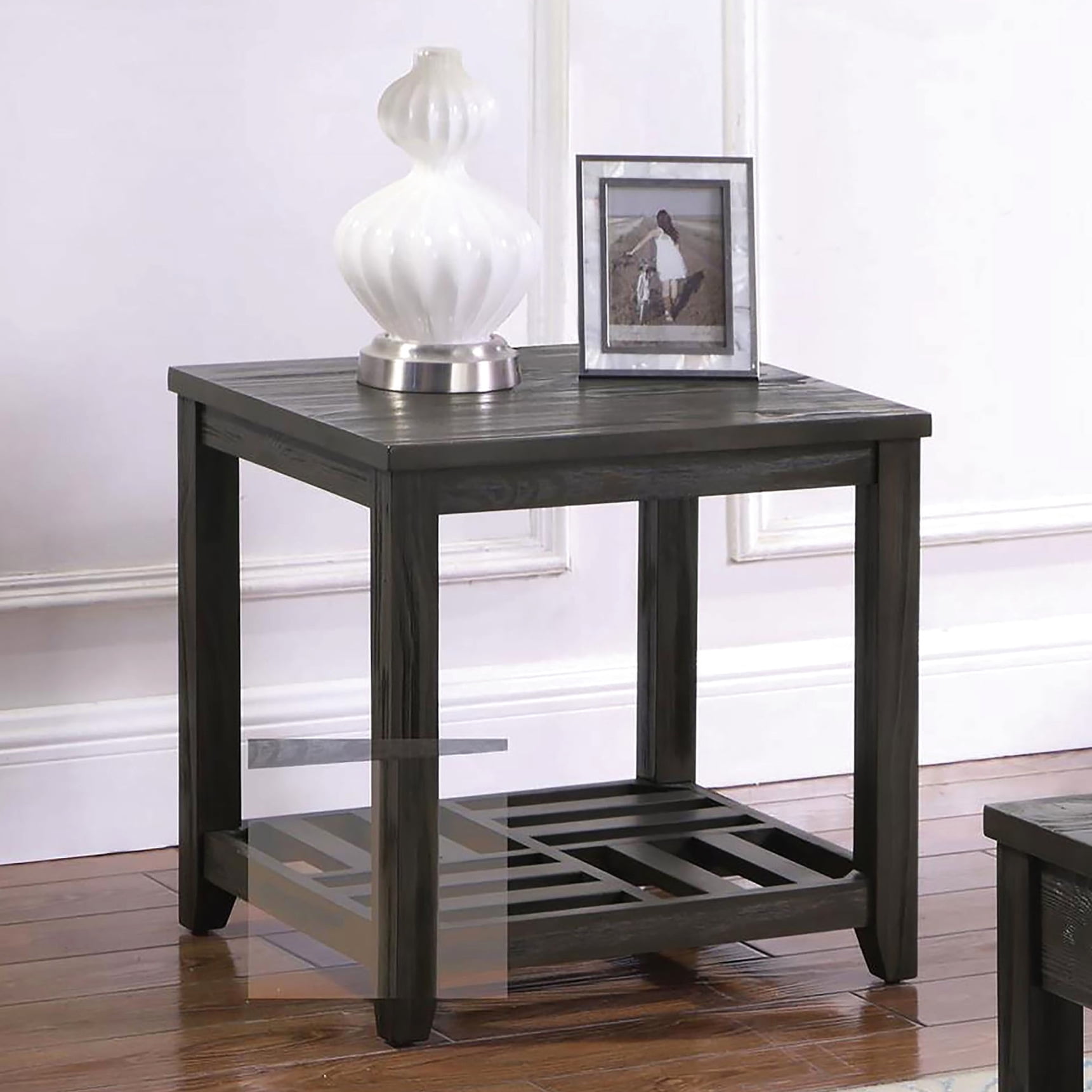 Rectangular End Table for Living | Display Decor, Books and Beverages ...