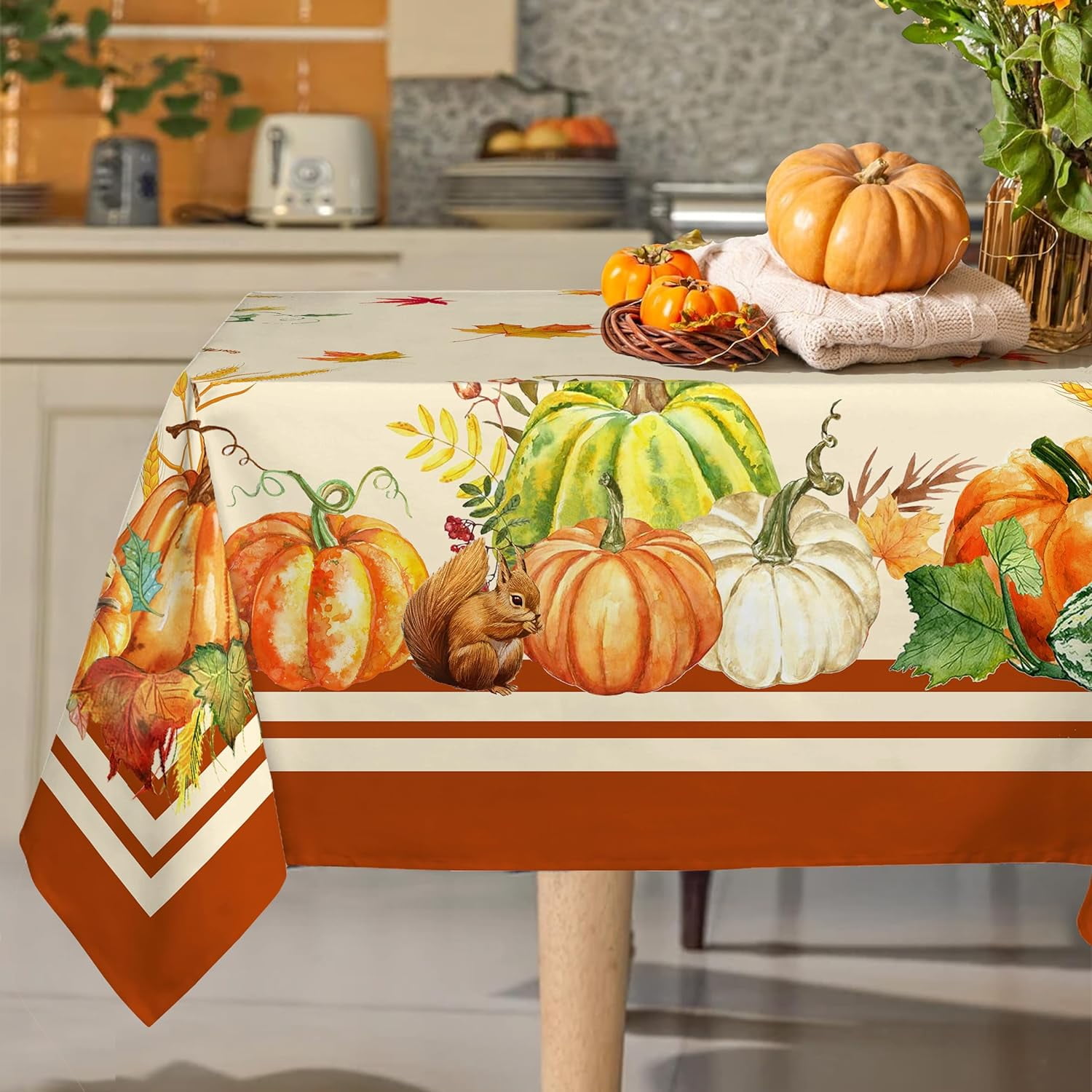 Rectangular Fall Tablecloth,Thanksgiving Autumn Harvest Pumpkin ...